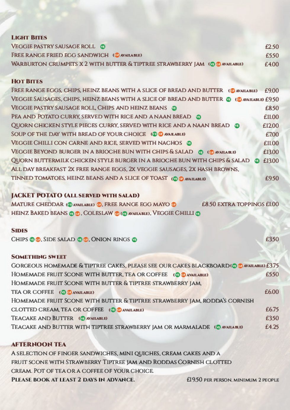 Menus | Fox in the Stables