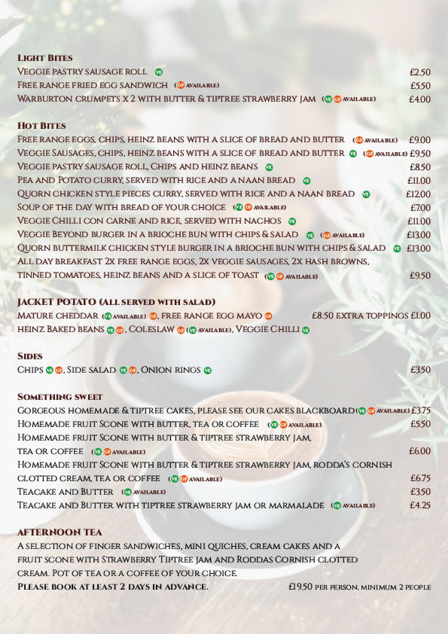 Menus | Fox in the Stables