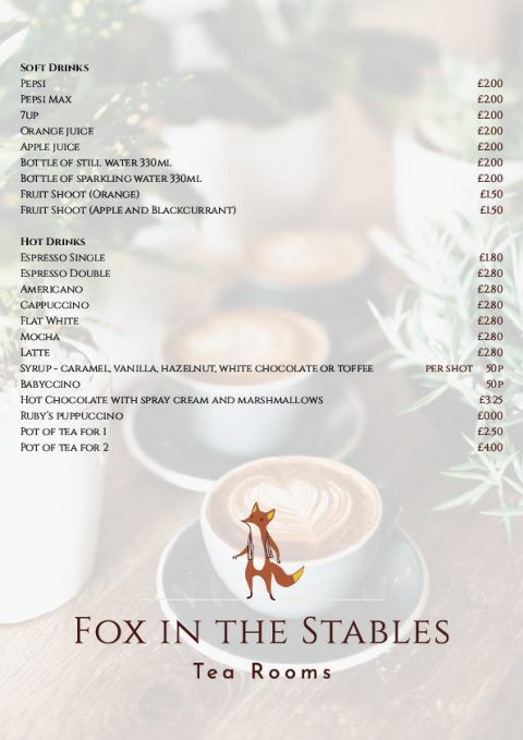 Menus | Fox in the Stables